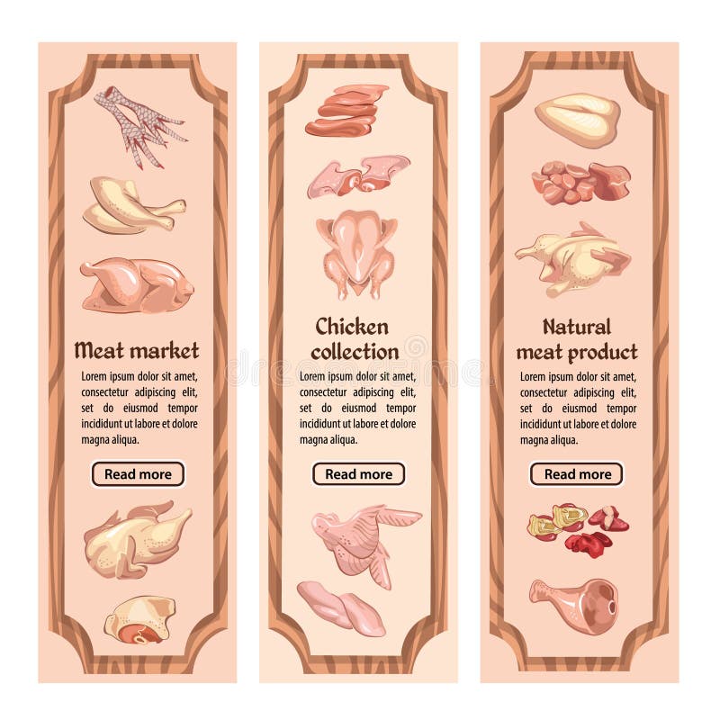 Colored Poultry Meat Vertical Banners Stock Vector - Illustration of ...