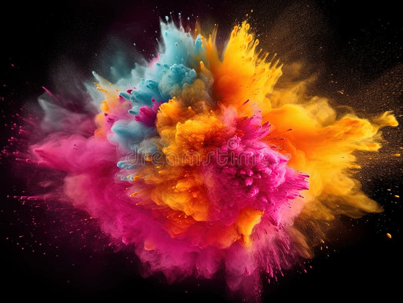 Colored Powder Explosion. Abstract Closeup Dust on Backdrop Stock ...