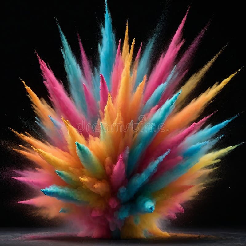 Colored Powder Explosion. Abstract Closeup Dust on Backdrop. Colorful ...