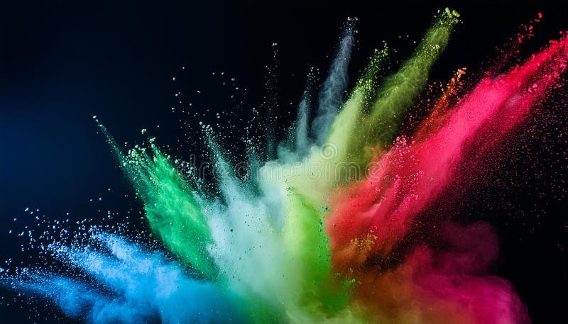 Colored Powder Explosion. Abstract Closeup Dust on Backdrop Stock ...