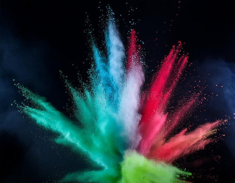 Colored Powder Explosion. Abstract Closeup Dust on Backdrop Stock ...