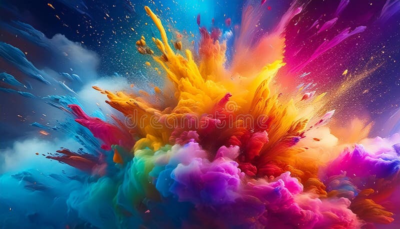 Colored Powder Explosion. Abstract Closeup Dust on Backdrop Stock ...