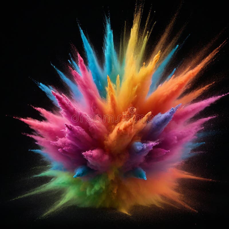 Colored Powder Explosion. Abstract Closeup Dust on Backdrop. Colorful ...