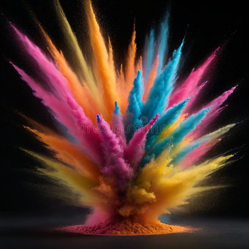 Colored Powder Explosion. Abstract Closeup Dust on Backdrop. Colorful ...