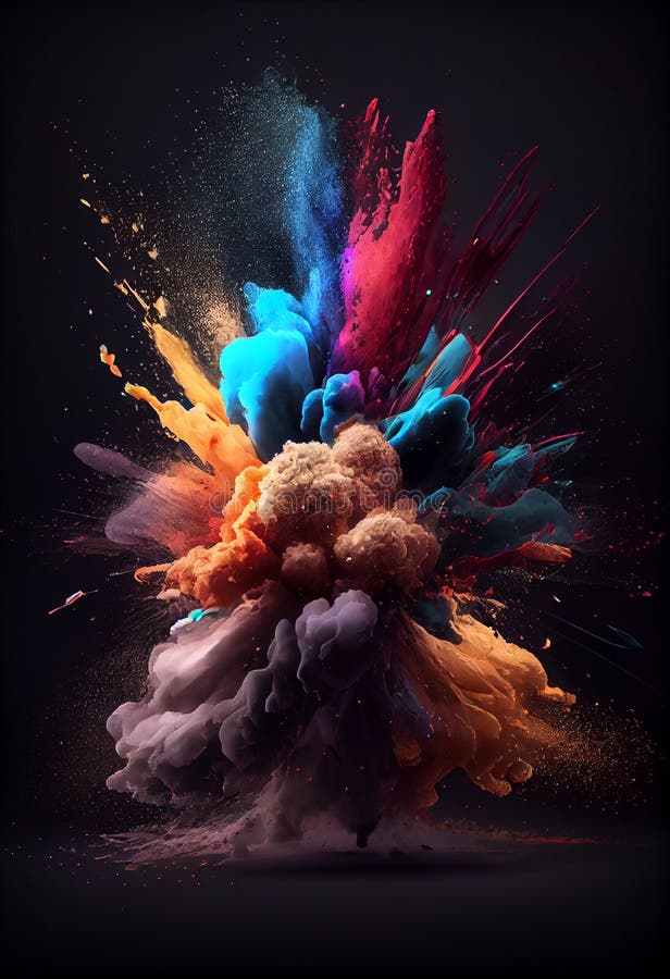 Colored Powder Explosion. Abstract Closeup Dust on Backdrop. Colorful ...