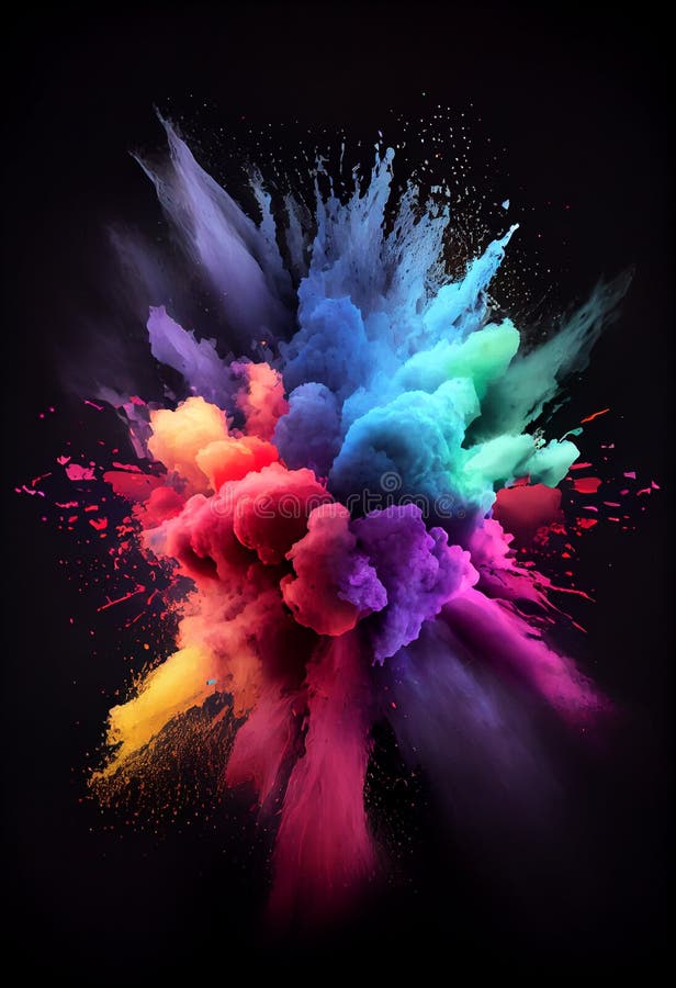 Colored Powder Explosion. Abstract Closeup Dust on Backdrop. Colorful ...