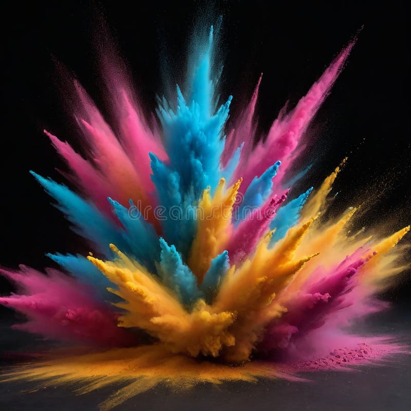 Colored Powder Explosion. Abstract Closeup Dust on Backdrop. Colorful ...