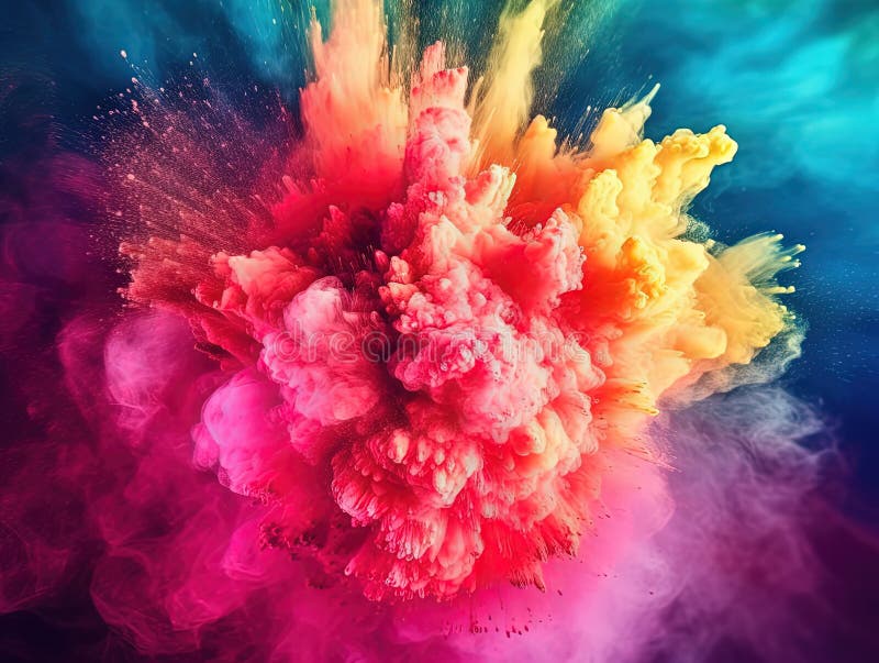 Colored Powder Explosion. Abstract Closeup Dust on Backdrop Stock ...