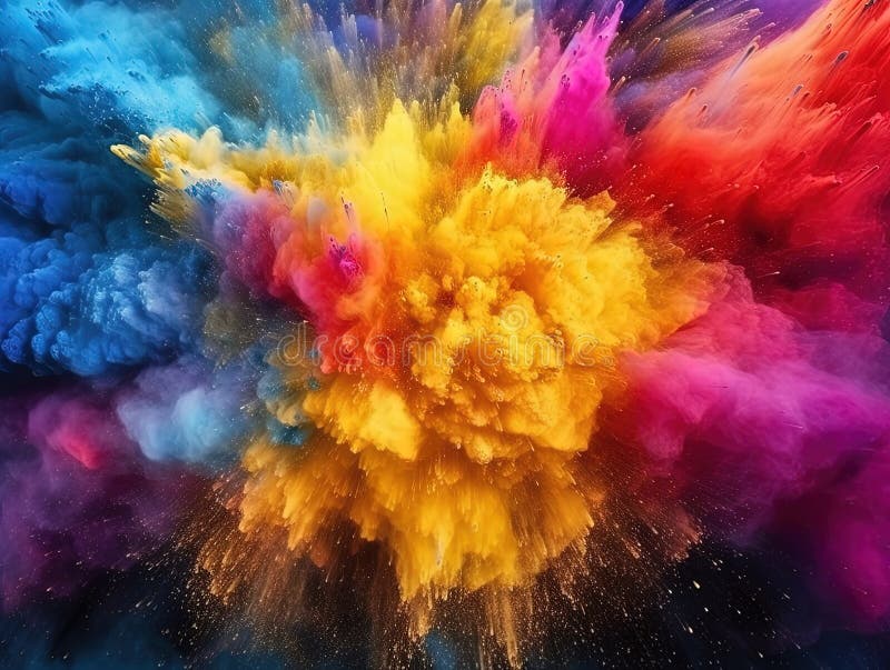 Colored Powder Explosion. Abstract Closeup Dust on Backdrop Stock ...