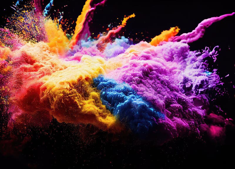 Blue Powder Explosion on Black Background Stock Illustration ...