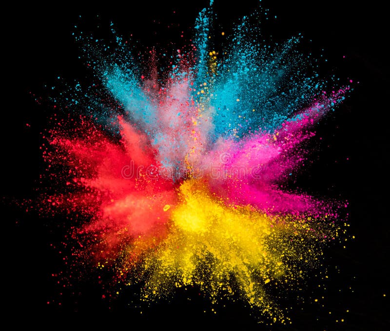 Colored Powder Explosion on Black Background. Stock Image - Image of ...