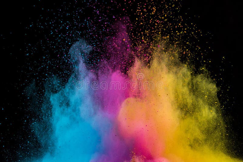 Colored Powder Explosion on Black Background. Stock Photo - Image of ...