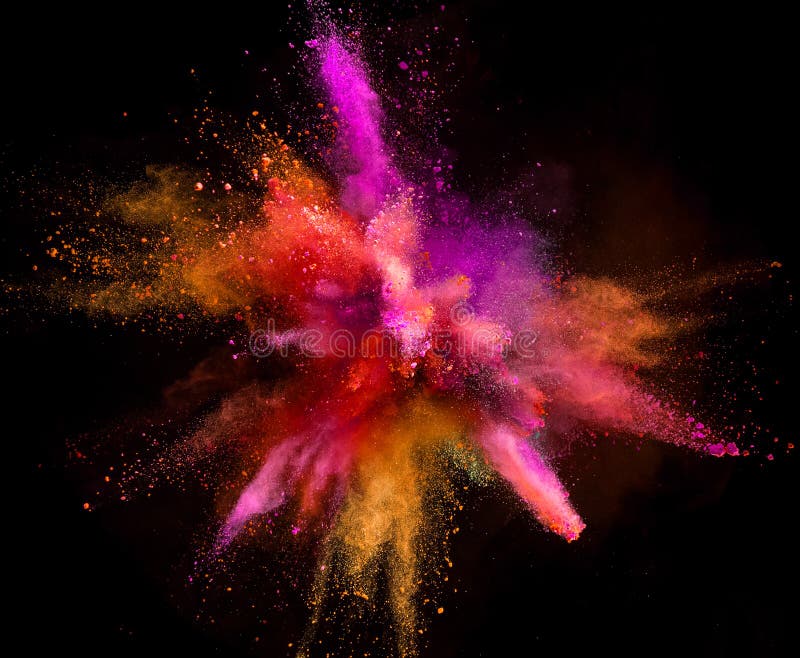 Colored Powder Explosion on Black Background. Stock Image - Image of ...