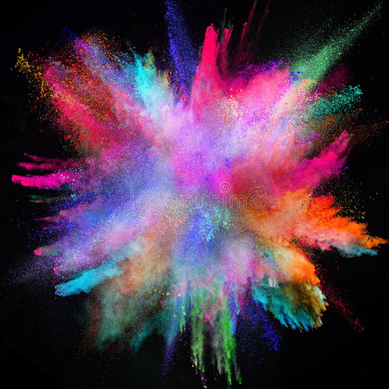 Colored Powder Explosion on Black Background. Stock Image - Image of ...