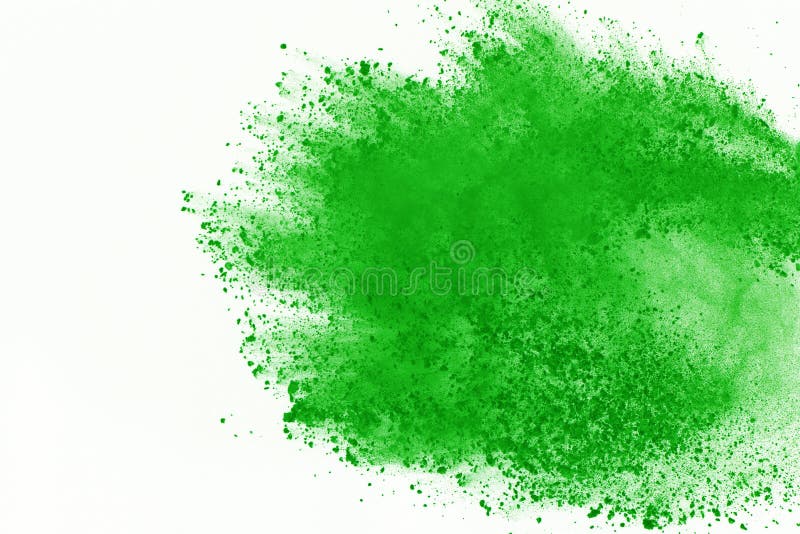 Explosion of Green Blue Color Powder on White Background. Stock Image ...