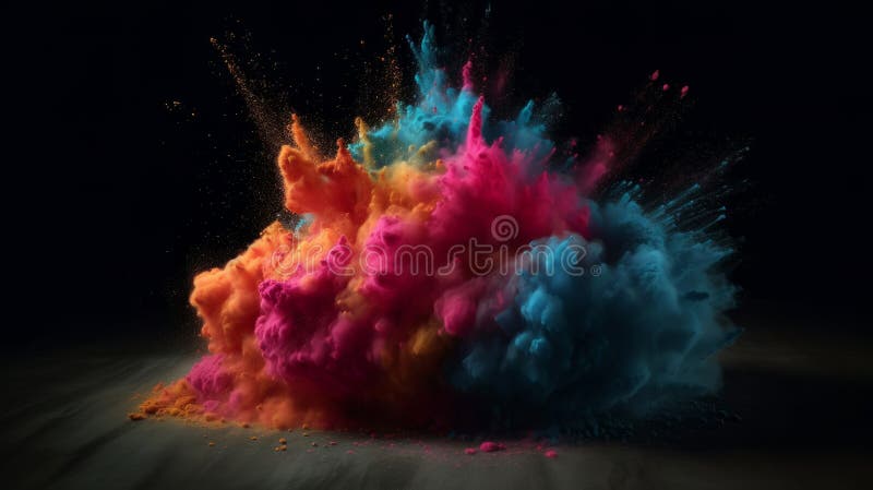 Colored Powder Explosion. Copy Space. Generative Ai Stock Image - Image ...