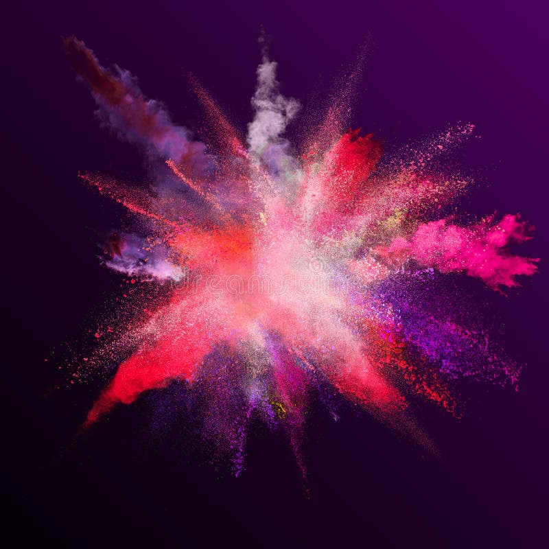 Colored Powder Explosion on Dark Gradient Background. Stock Photo ...