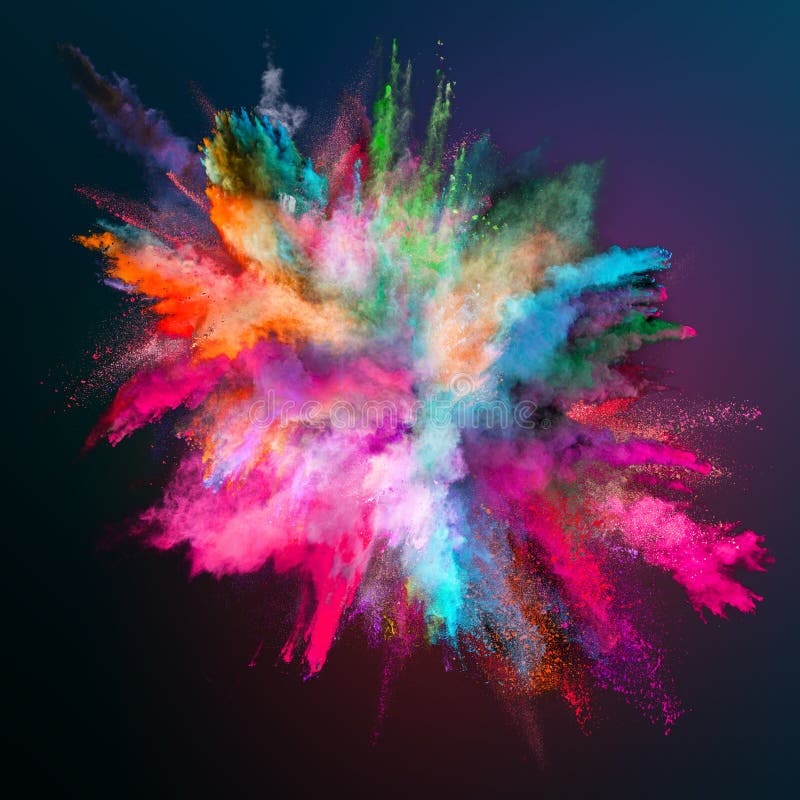 Colored Powder Explosion on Dark Gradient Background. Stock Photo ...