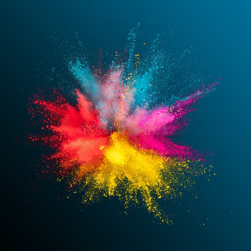 Colored Powder Explosion on Dark Gradient Background. Stock Photo ...