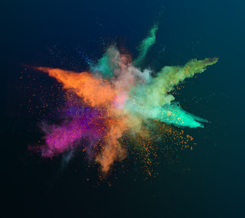 Colored Powder Explosion on Dark Gradient Background. Stock Image ...