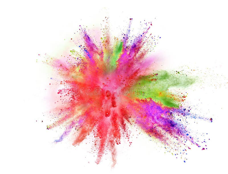 Colored Powder Explosion Isolated on White Background. Stock Image ...