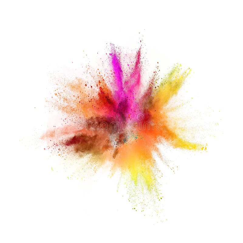 Colored Powder Explosion Isolated on White Background. Stock Photo ...