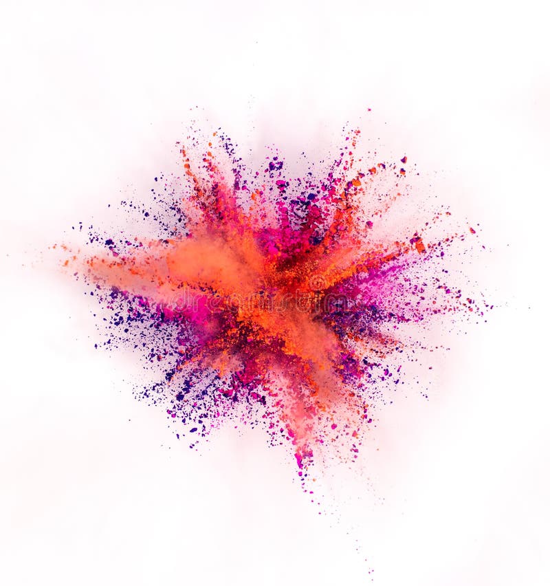 Colored Powder Explosion Isolated on White Background. Stock Image ...