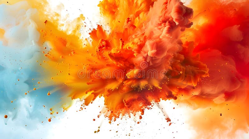 Colored Powder Explosion on a Transparent Background. Abstract Closeup ...