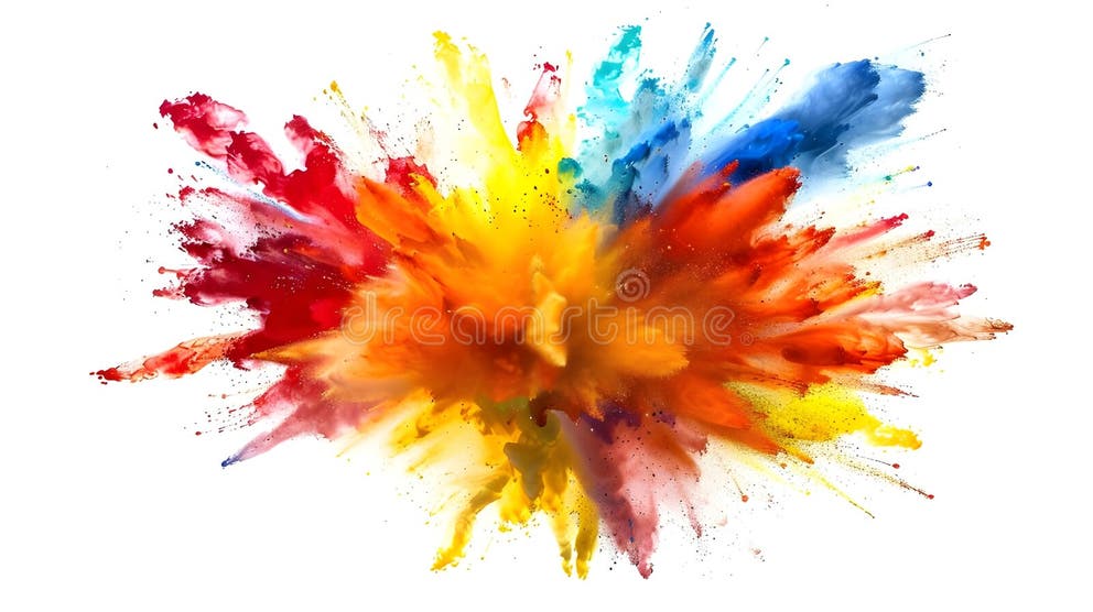 Colored Powder Explosion on a Transparent Background. Abstract Closeup ...
