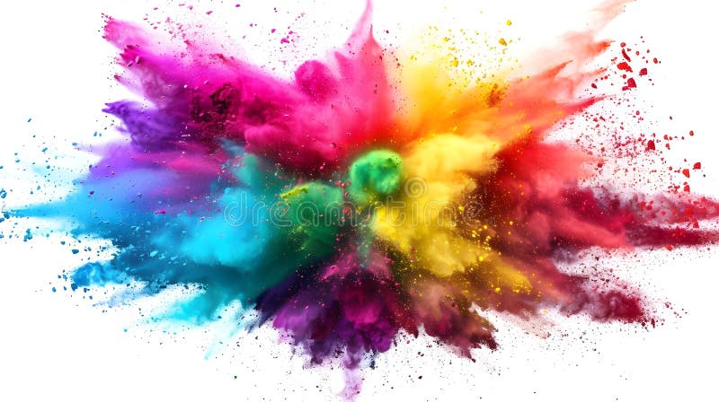 Colored Powder Explosion on a Transparent Background. Abstract Closeup ...