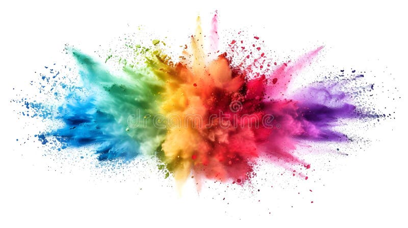 Colored Powder Explosion on a Transparent Background. Abstract Closeup ...