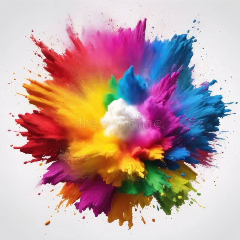 Colored Powder Explosion on a White Background. Colorful Explode. Paint ...