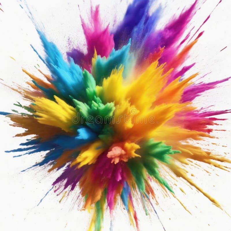 Colored Powder Explosion on a White Background. Colorful Explode. Paint ...