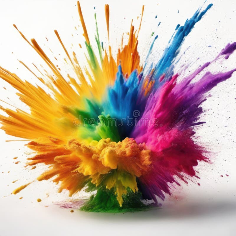 Colored Powder Explosion on a White Background. Colorful Explode. Paint ...