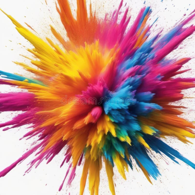 Colored Powder Explosion on a White Background. Colorful Explode. Paint ...