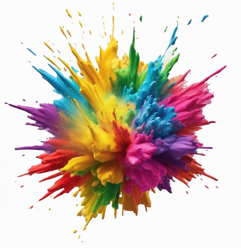 Colored Powder Explosion on a White Background. Colorful Explode. Paint ...