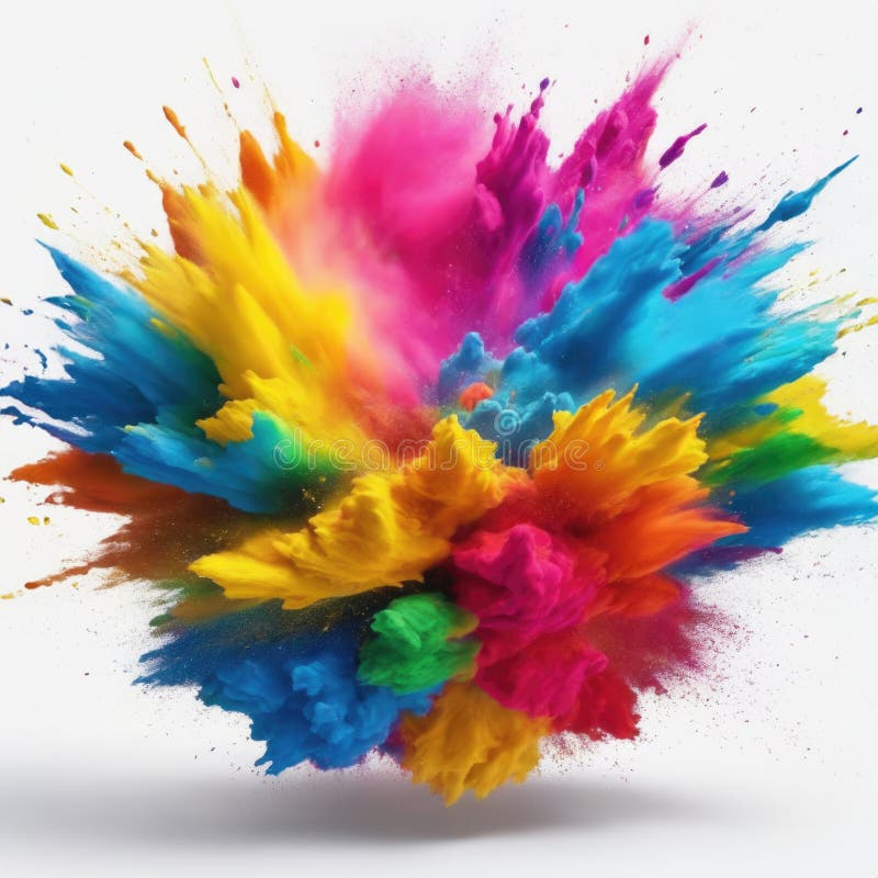 Colored Powder Explosion on a White Background. Colorful Explode. Paint ...
