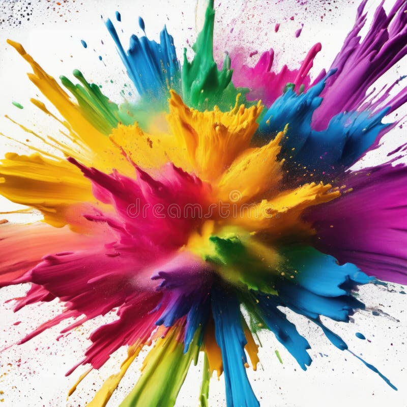 Colored Powder Explosion on a White Background. Colorful Explode. Paint ...