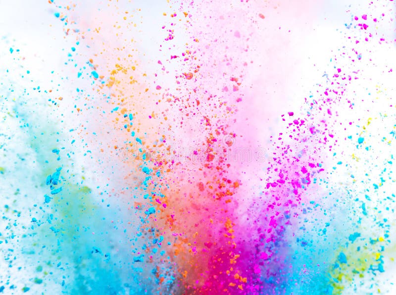 Colored Powder Explosion on White Background. Stock Image - Image of ...