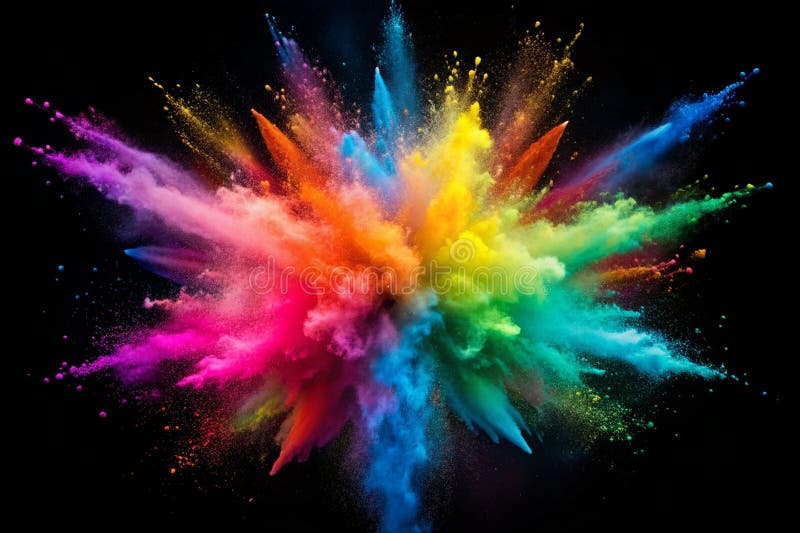 Colored Powder Splash on Black Background Dynamic Color Explosion on ...
