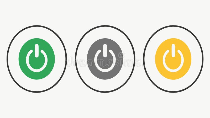 Colored Power Buttons, Indicating Active, Inactive, and Standby Modes ...