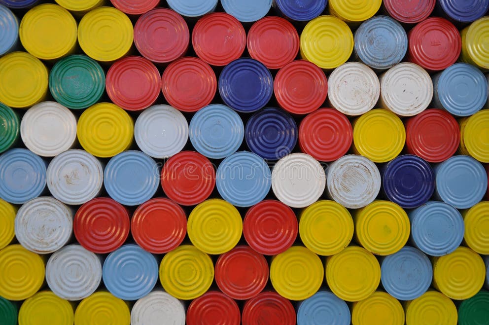 Colored Press-in Lids of Cans Stock Image - Image of texture, food ...