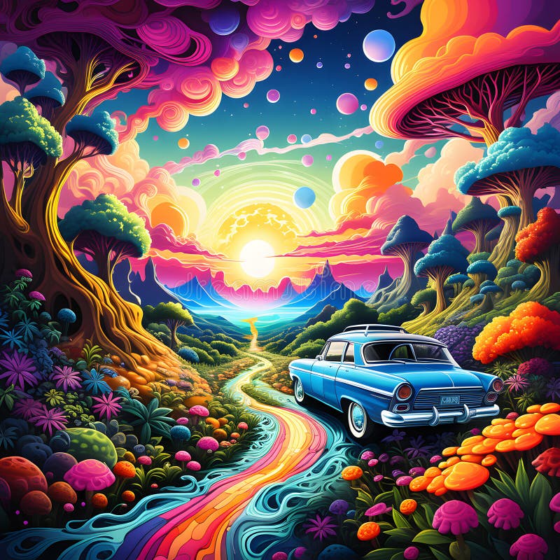 Colored Psychedelic, Ai-generatet Stock Illustration - Illustration of ...