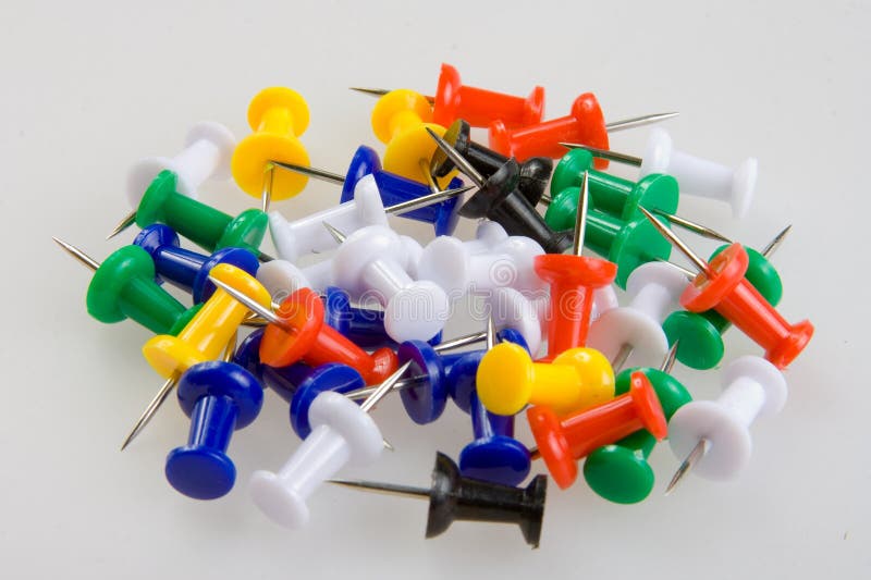 Colored Push Pin in Different Angles. Realistic Attach Button Set ...