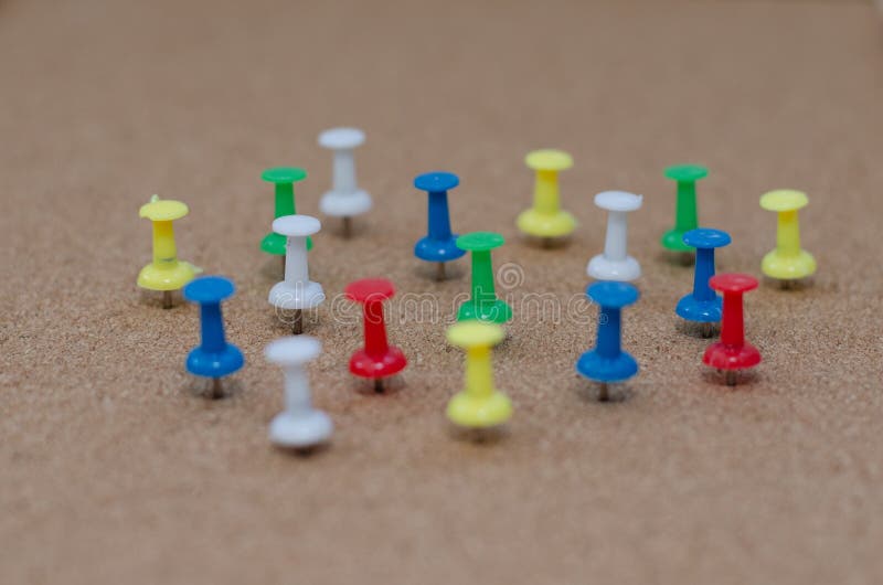 Colored Push Pins Sticking Out in Corkboard Reminder Stock Image ...