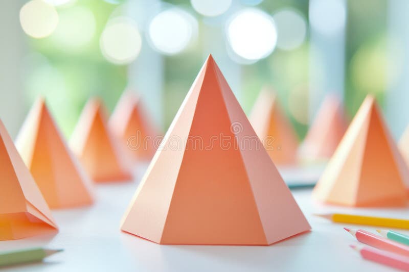 A Colored Pyramid is Surrounded by Pencils on a Table. Stock Image ...