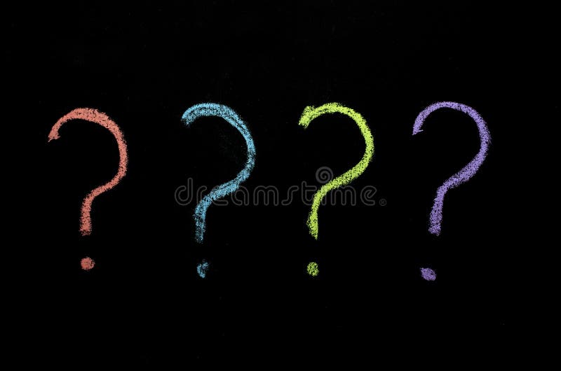 Colored Question Marks on Chalkboard Stock Image - Image of green ...