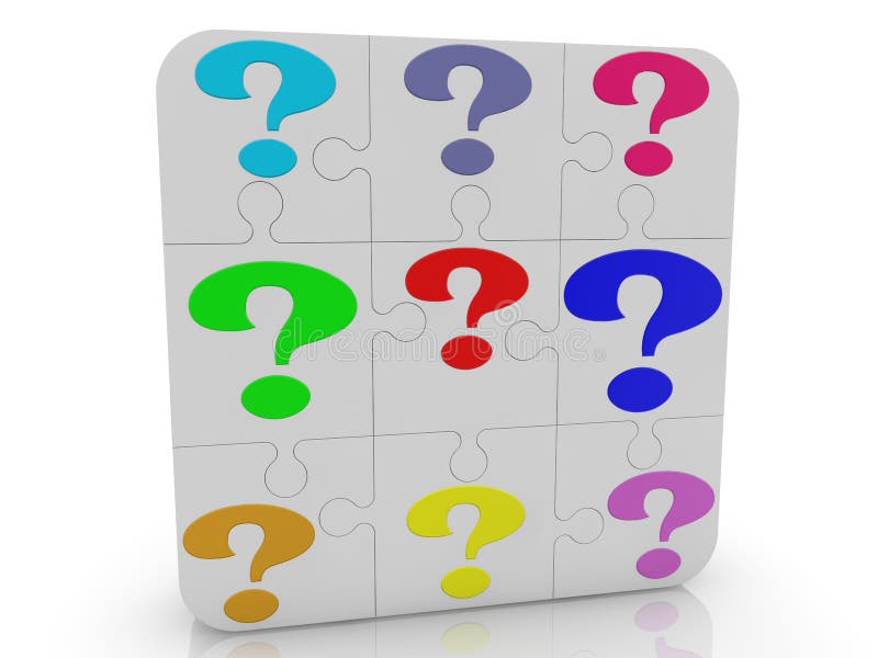 Colored Question Marks on White Pieces of a Puzzle Stock Illustration ...