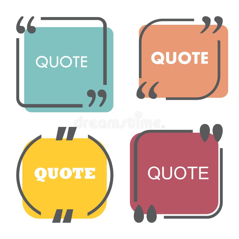 Colored Quote Template. Quotes Form and Speech Box Isolated on White ...