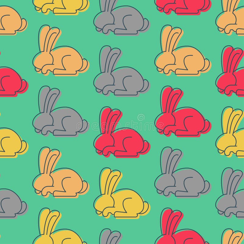 Colored Rabbit Seamless Pattern. Hare Ornament Stock Vector ...